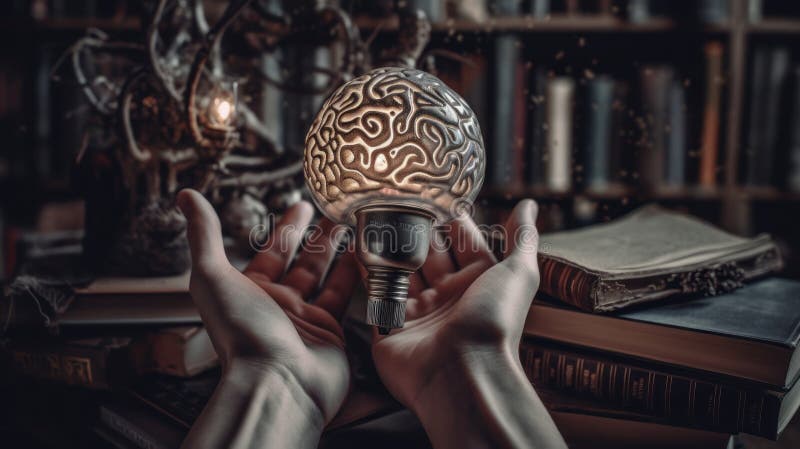 Collage with Books, Cogs, Light Bulb Brain. Learning, Education Concept ...