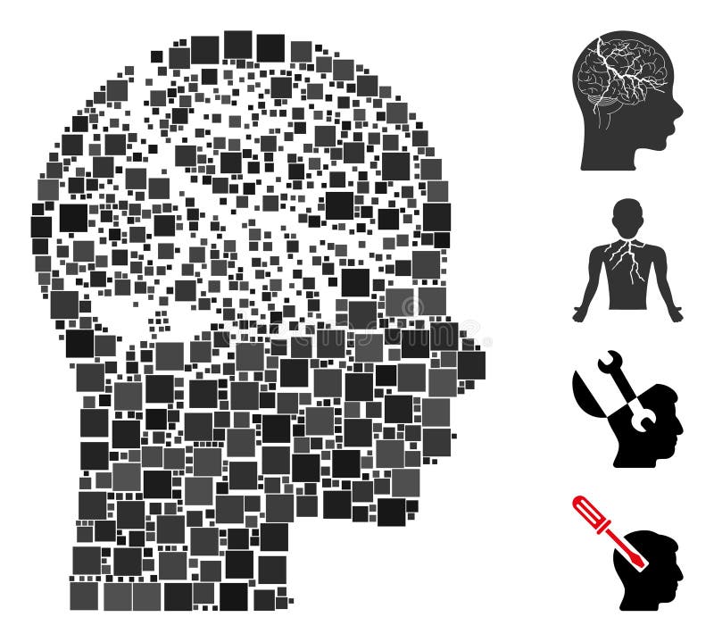Square Brain Waves Icon Vector Mosaic Stock Vector - Illustration of ...