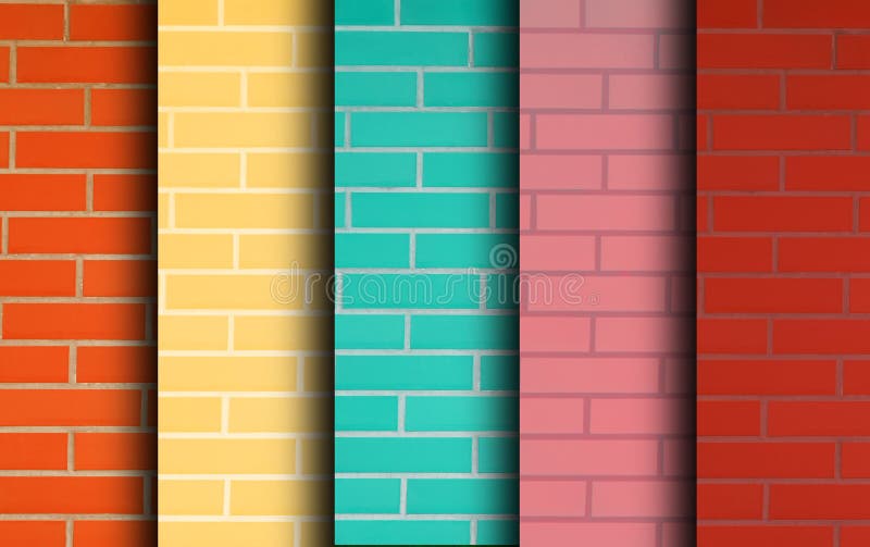 Collage of Brick Wall Textures in Different Colors Stock Photo - Image ...