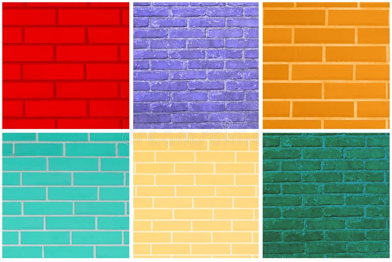 Collage of Brick Wall Textures in Different Colors Stock Photo - Image ...