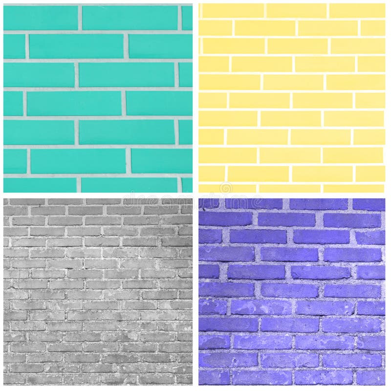 Collage of Brick Wall Textures in Different Colors Stock Image - Image ...