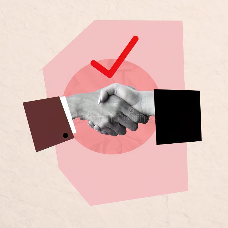 Collage of Business Partnership Office Setting Handshake Illustration ...