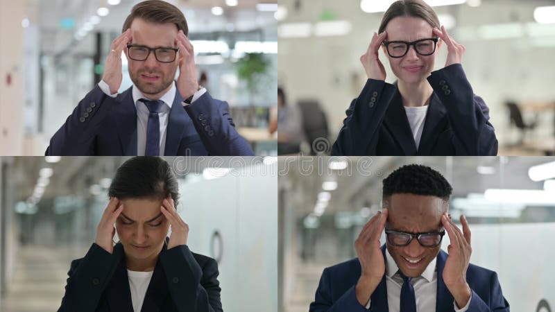 Collage of Business People Having Headache Stock Image - Image of ...