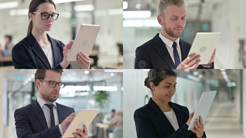 Collage of Business People Using Digital Tablet Stock Image - Image of ...