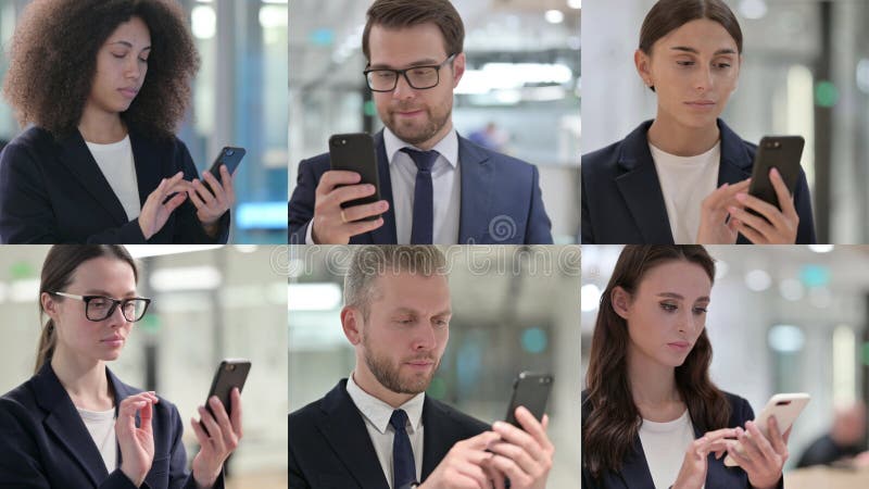 Collage of Business People Using Smartphone Stock Photo - Image of ...