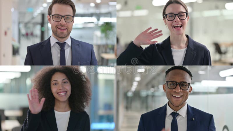 Collage of Business Talking on Video Call Stock Photo - Image of ...