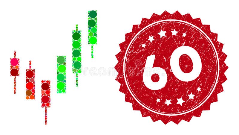 Collage Candlestick Chart with Grunge 60 Stamp Stock Illustration ...
