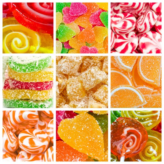 Collage of Candy and Sweets Stock Image - Image of lollipop, jelly ...