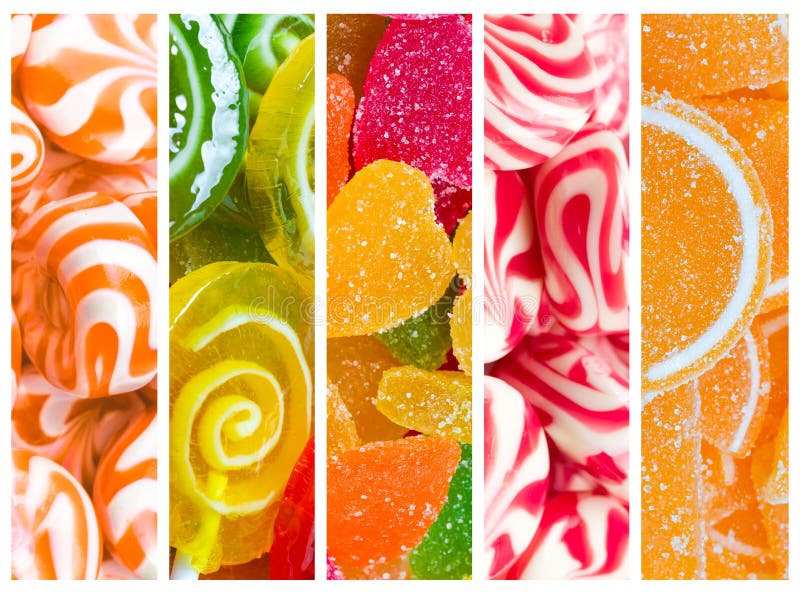 Collage of Candy and Sweets Stock Image - Image of lollipops, lolly ...