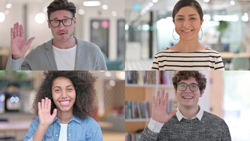 Collage of Casual People Talking on Video Call Stock Image - Image of ...