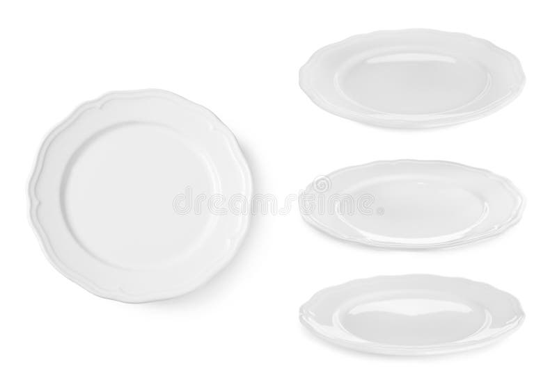 Collage of Ceramic Plate on White Background, Views from Different ...