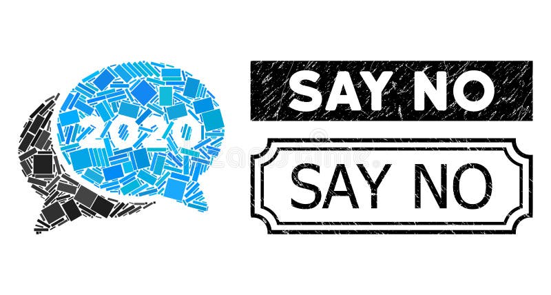 Say No Grunge Seal with Notches and 2020 Chat Messages Mosaic of ...