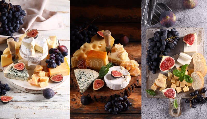 Collage cheese board stock photo. Image of roquefort - 234861960