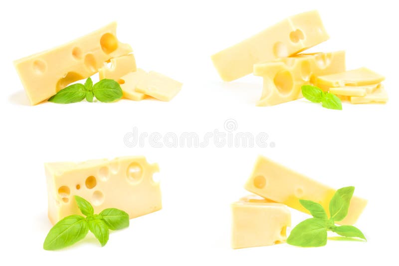 Collage of Cheese Isolated on a White Background Stock Photo - Image of ...