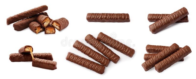 Collage with Chocolate Bars Isolated on White Stock Image - Image of ...
