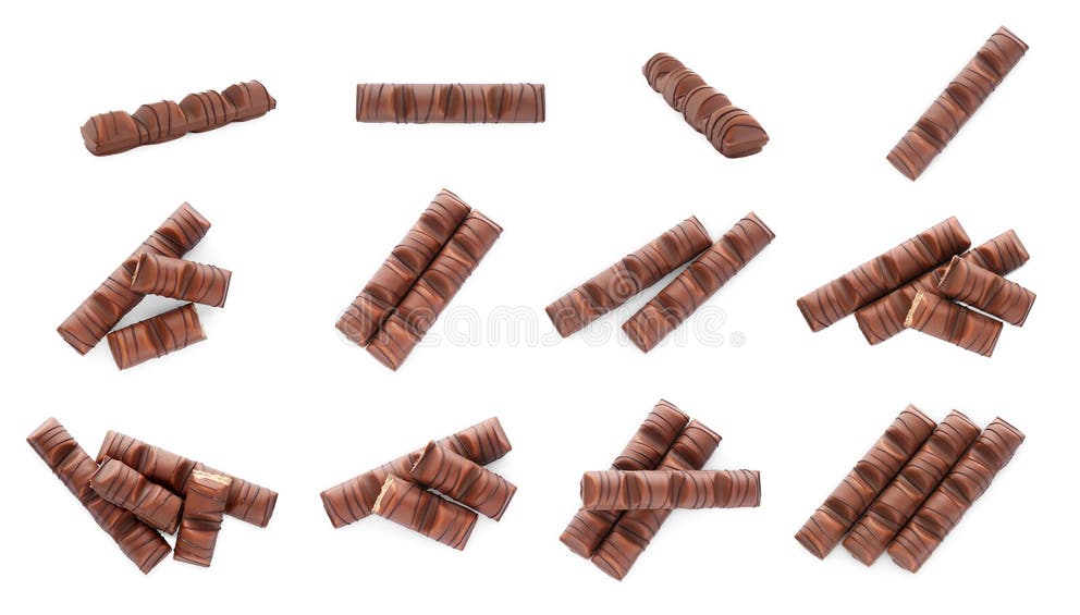 Collage with Chocolate Bars Isolated on White Stock Image - Image of ...