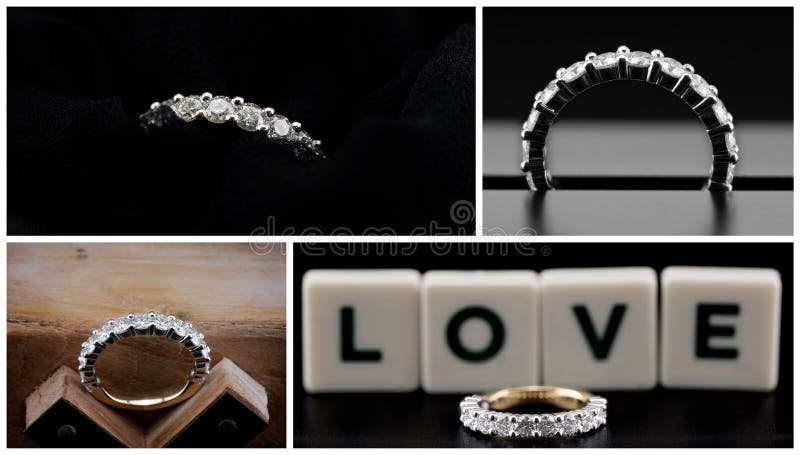 Collage of Circle of Diamonds Ring Stock Photo - Image of letters ...