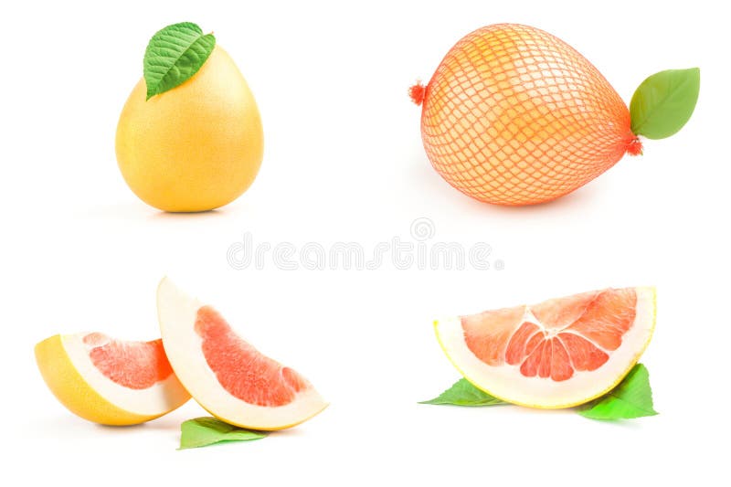 Group of Pumelo Close-up Isolated on White Background Stock Image ...