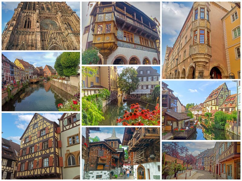 Collage of the City of Strasbourg in Alsace Stock Photo - Image of ...