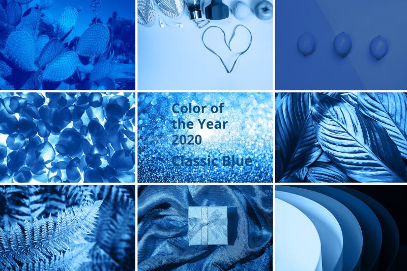 Collage with Classic Blue Color of the Year 2020. Editorial Photo ...