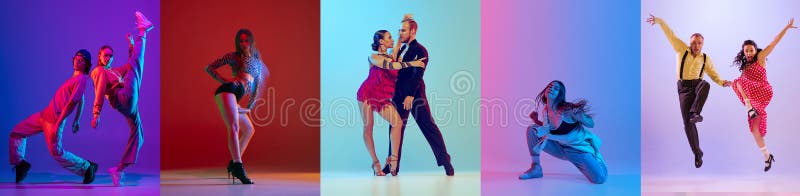 Collage. Classical and Modern Dance Types. Young Expressive Artistic ...