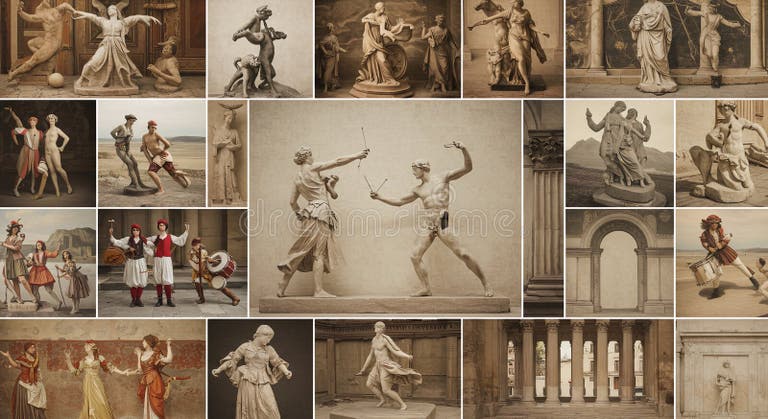 A Collage of Classical Sculptures and Modern Interpretations: Exploring ...