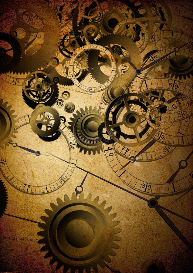 Collage of Clocks on Vintage Background Stock Illustration ...