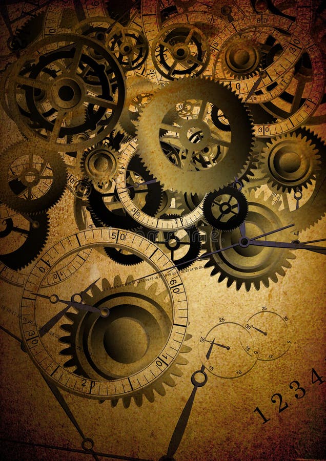 Collage of Clocks on Vintage Background Stock Illustration ...