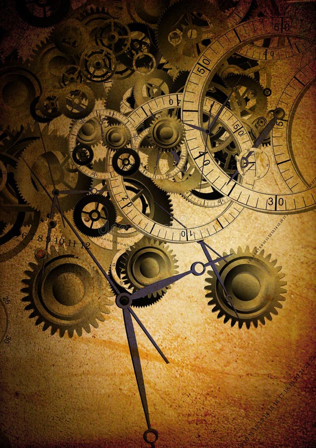 Collage of Clocks on Vintage Background Stock Illustration ...