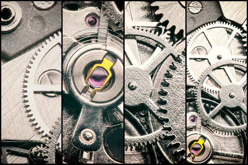 Collage with Clockworks in Vintage Style Stock Photo - Image of cover ...
