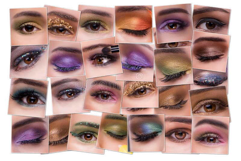 The Collage of Close Up Photos of Eye Make-up Stock Photo - Image of ...