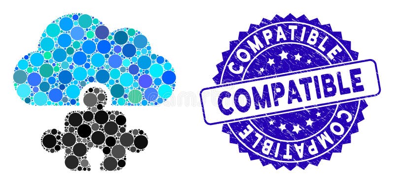Collage Cloud Component Icon with Scratched Compatible Stamp Stock ...
