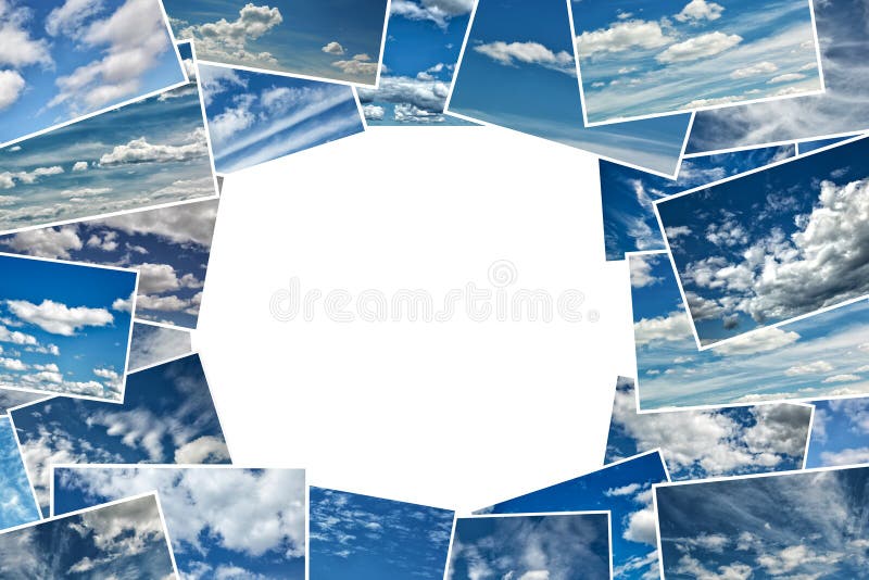 Collage of Clouds in a Blue Sky Stock Photo - Image of environment ...