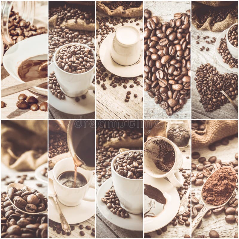 Collage of Coffee. a Lot of Pictures Stock Photo - Image of spoon ...
