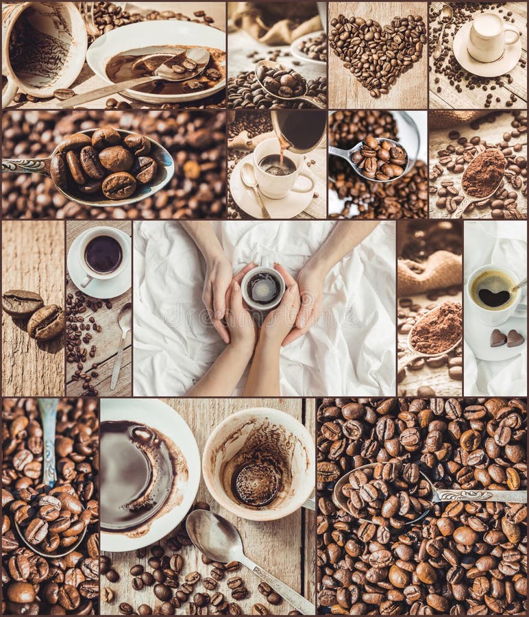 Collage of Coffee. a Lot of Pictures Stock Image - Image of lovers ...