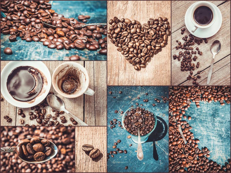Collage of Coffee. a Lot of Pictures Stock Image - Image of love, drink ...
