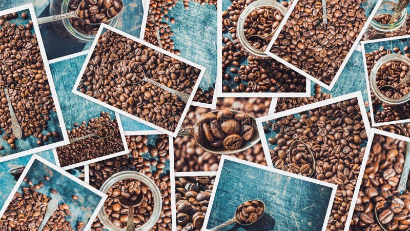 Collage of Coffee. a Lot of Pictures Stock Image - Image of grain, hold ...