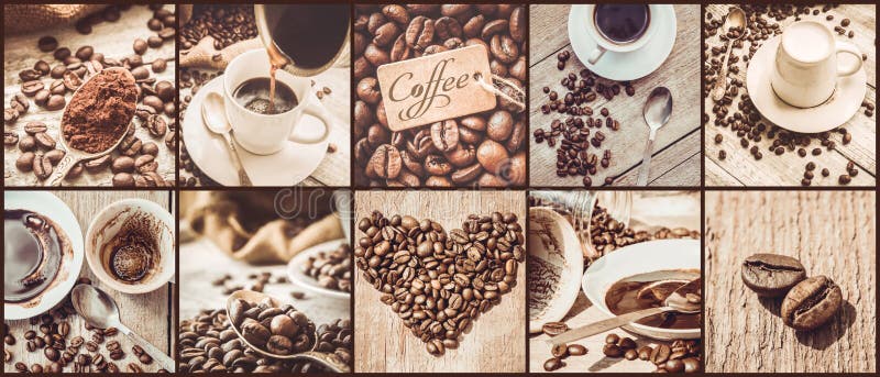 Collage of Coffee. a Lot of Pictures Stock Image - Image of hands ...
