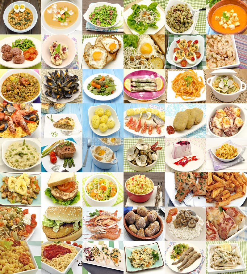 Collage food assortment stock image. Image of meat, mural - 259024181