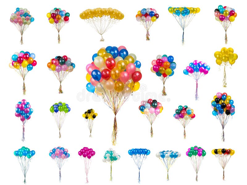 Collage Color Balloons On A White Stock Image - Image of background ...