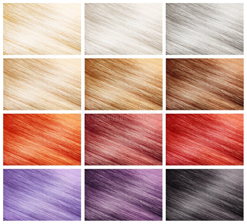 Color Hair Samples Palette, Closeup View. Collage Stock Photo - Image ...