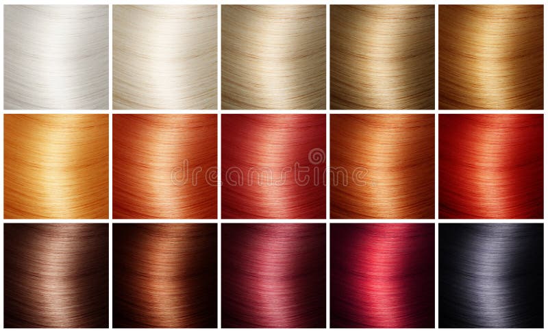 Collage With Color Hair Samples On Background Stock Image - Image of ...