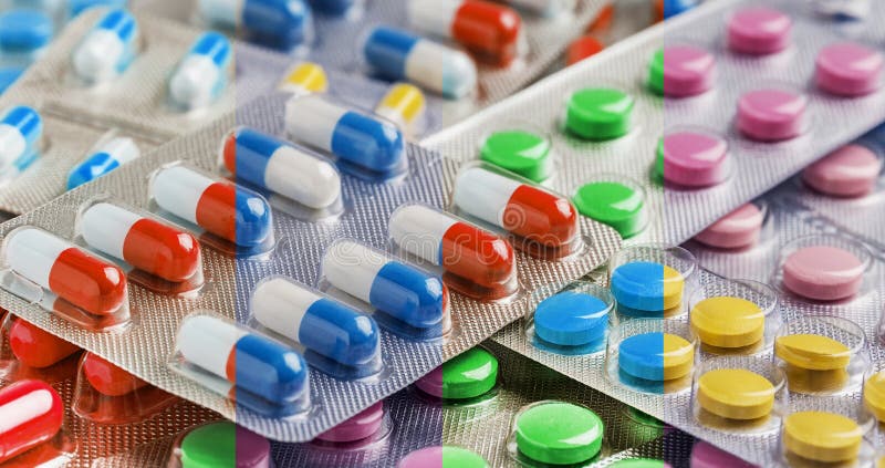 Collage of Colored Pills, Pills and Capsules Stock Image - Image of ...