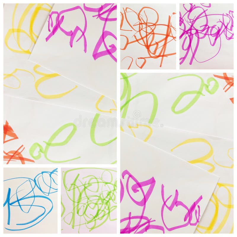 Collage Colorful Abstract Painted Numbersscetching Stock Illustration ...