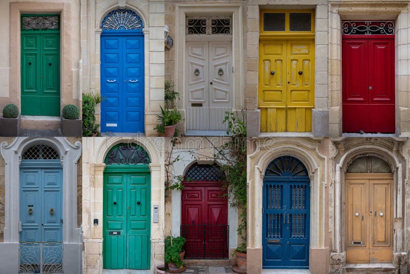 Collage of Colorful Front Doors in Malta Stock Image - Image of ...