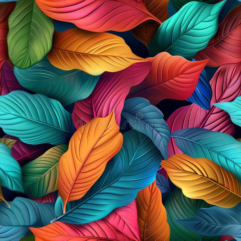 Collage of Colorful Leaves in Various Shapes and Sizes Creating a ...