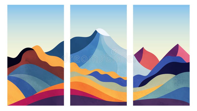 Collage with Colorful Mountains Stock Vector - Illustration of ...