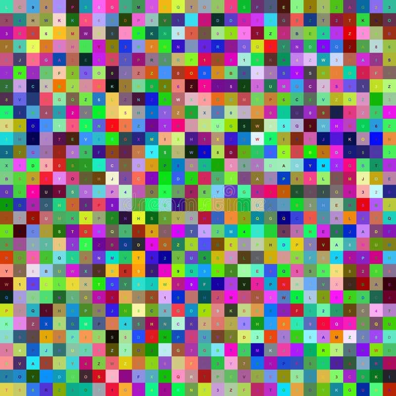 Collage of Colorful Squares Featuring Random Letters and Numbers ...