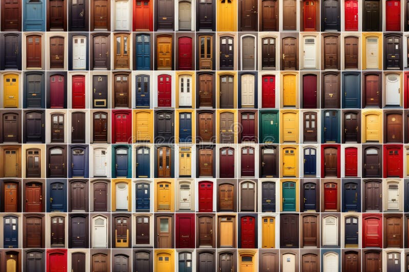 Collage of Colourful Front Doors Stock Illustration - Illustration of ...