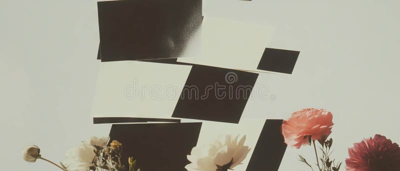 Minimalist Collage Featuring Geometric Shapes and Flowers with Sticky ...